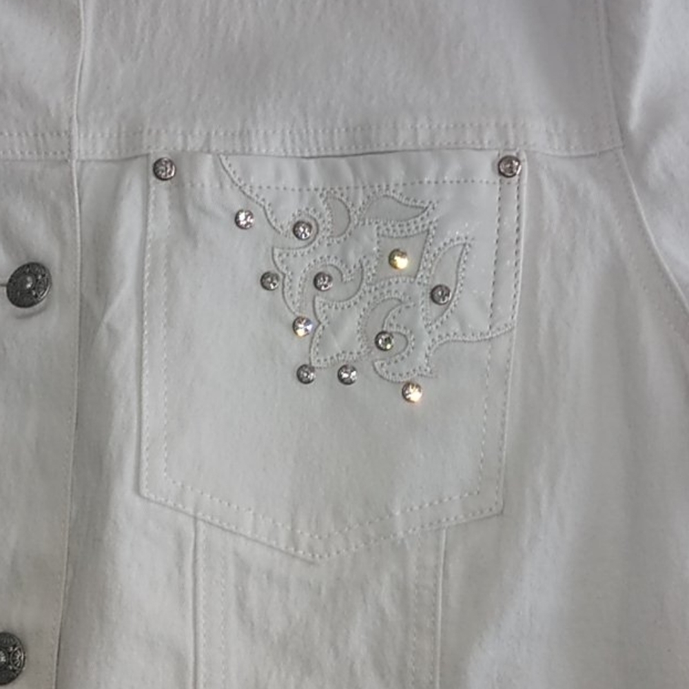 Diane Gilman Dg2 Hsn White Denim Jacket Xl - Gem